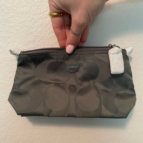 Coach | Bags | Coach Gray Cosmetic Bag With Signature Pattern And ...